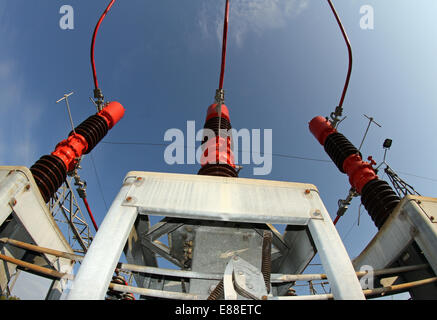 huge high-voltage switches in outdoor power station Stock Photo - Alamy