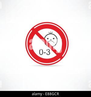 Prohibited from using children under three years icon. Vector ...
