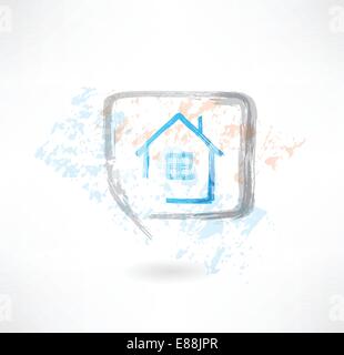 Small house illustration. Grey building Vector. Simple home symbol. Red ...