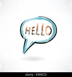 Hello dialogue balloon icon in flat style. Speech bubble vector ...