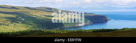 Panoramic view of the Waternish coastline with the villages of Gillen ...