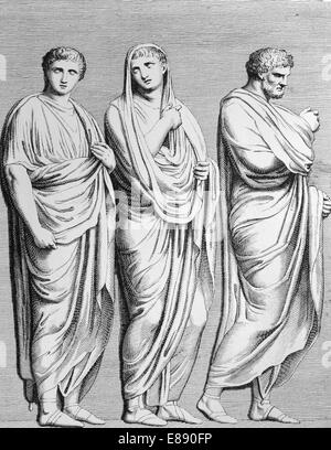 Antiquity. Ancient Rome. Roman togas. Engraving, 19th century. Later ...
