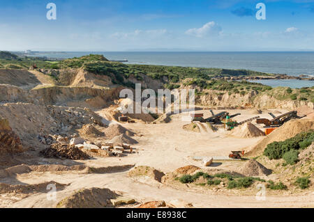 MORAY COASTLINE SCOTLAND NEAR HOPEMAN GOLDEN SANDSTONE CLIFFS WITH ...