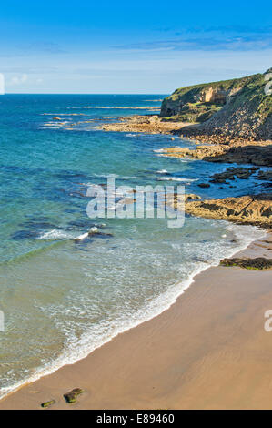 Sandstone rock and cave formation. Hopeman bay coastline, Morayshire ...