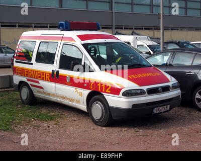 A Fiat fire engine, used by the Freiwillige Feuerwehr VC3B6lklingen ...