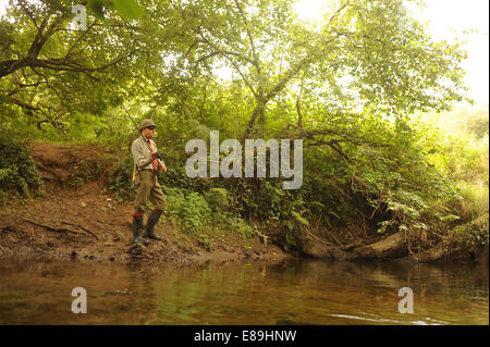 Fishing for trout salmon river camel Cornwall river bank Stock Photo ...