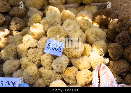 Natural sponges on sale, Rhodes, Greece Stock Photo - Alamy