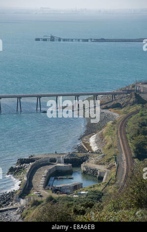 Pier at Cloghan Point, Belfast Lough. Originally built to supply oil ...