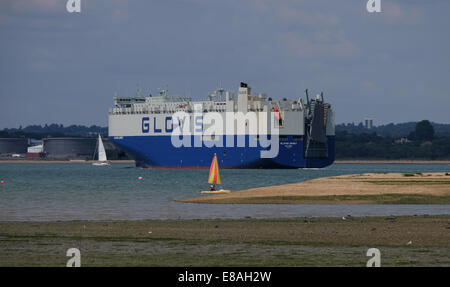 The Glovis spirit car transporter ship sails up Southampton water on ...