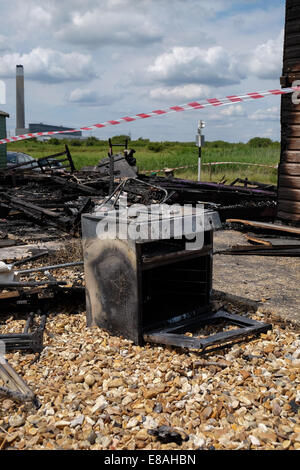 Beach Huts destroyed by fire at Calshot beach hampshire near ...