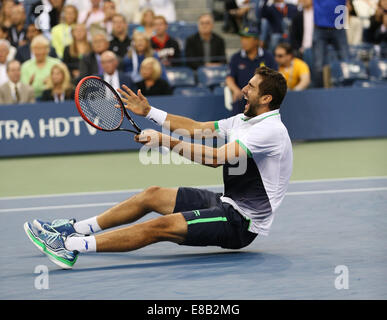 Marin Cilic (CRO) celebrates his win at the US Open Championships 2014 ...