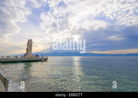 promenade, Reggio Calabria and view of Sicily, Strait of Messina ...