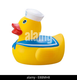 Rubber Ducky in a sailor suit, isolated on a white background Stock ...