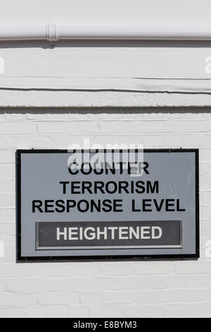 Wall mounted counter terrorism response level sign displaying level as ...