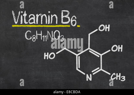 Vitamin B6 chemical formula, molecule structure, medical vector Stock ...