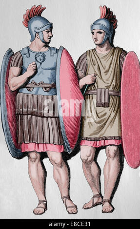 Antiquity. Ancient Rome. Roman soldier 400 AD, Engraving,19th Stock ...