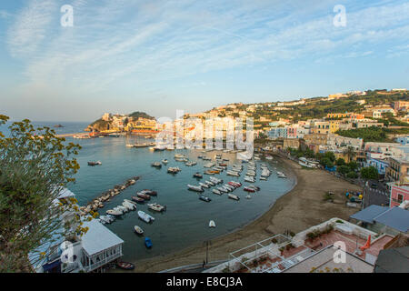 View of the port and the town of Ponza, Island of Ponza, Pontine ...