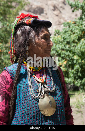Woman villager from Dha Hanu village the site of Dard or Brokpa tribe ...