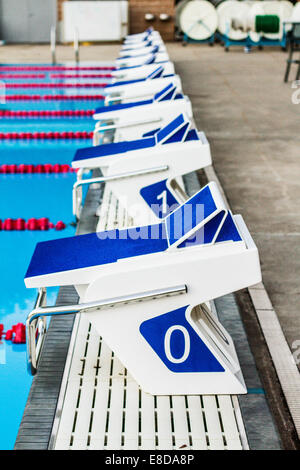 Olympic 50m Outdoor Pool Starting Blocks Stock Photo - Alamy