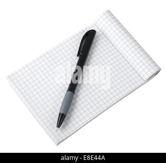Block with a pen isolated on a white background, empty paper Stock ...