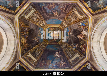 Hall of the Muses vaulted ceiling with frescoes by Tommaso Conca in Pio Clementino museum ...