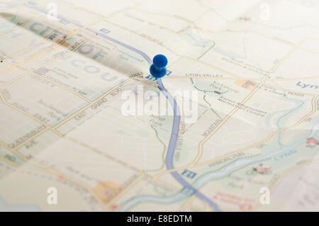 Blue Map Pin on Paper Map Showing Horsey Island Stock Photo - Alamy