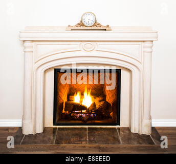 Luxurious vintage interior with fireplace in the aristocratic style ...