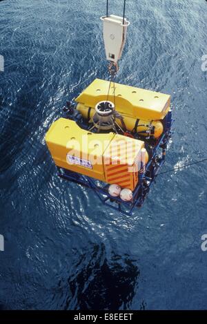A Remotely Operated Vehicle (ROV) is deployed from a vessel in the ...