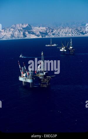 Egypt Sinai Oil Platform In The Gulf Of Suez In Front Of The Red Sea ...
