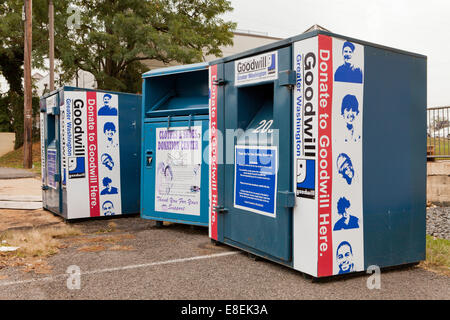 Goodwill used clothing bins - Virginia USA Stock Photo - Alamy