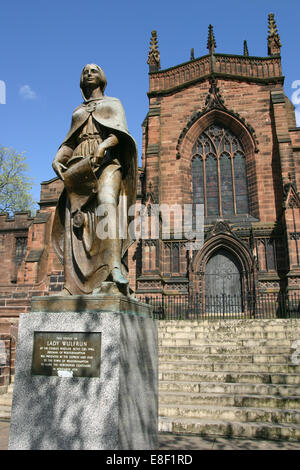 Statue of Lady Wulfruna and St Peters Church in Wolverhampton England ...
