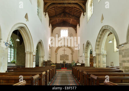 The interior of St Mary's Church, Deerhurst, Gloucester, England UK ...