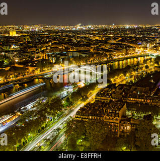 Aerial night view of the city of Paris at dusk Stock Photo - Alamy