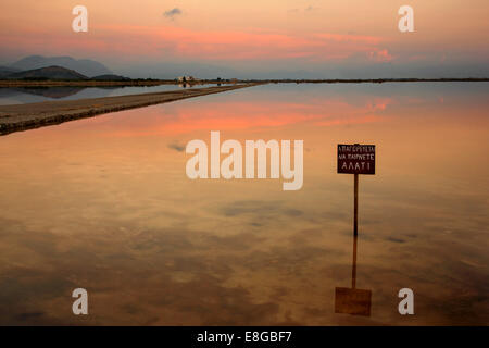 The "White" saltworks around sunset, lagoon of Messolonghi - Aitoliko ...