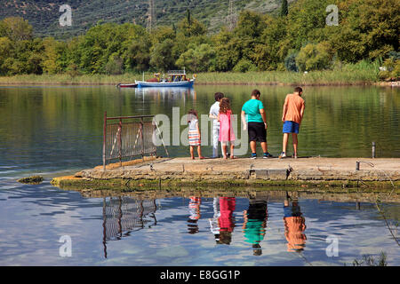 Fishing boat in lake Trichonida (or "Trichonis"), the largest Greek ...