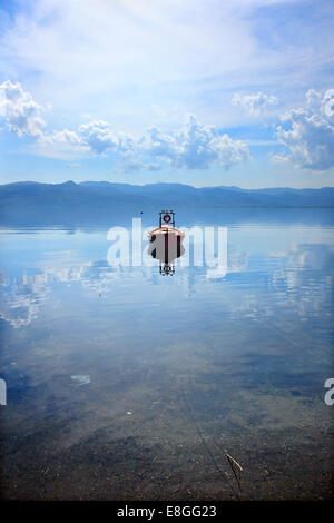 Fishing boat in lake Trichonida (or "Trichonis"), the largest Greek ...