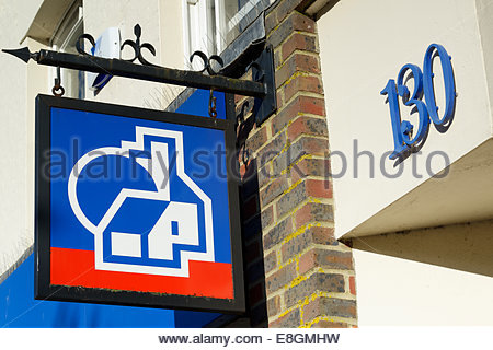 Logo on a branch of the Nationwide UK bank and building society in ...
