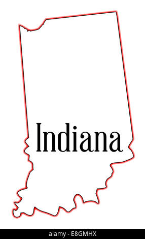 Outline map of the state of Indiana over white Stock Photo - Alamy