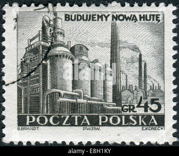 POLAND - CIRCA 1951: stamp printed by Poland, shows Steel Mill, Nowa ...