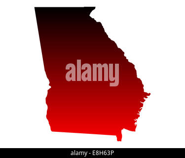 Georgia US state map red outline border. illustration isolated on white ...