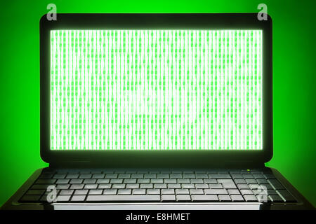 hacked black laptop blank screen and no sign keyboard Stock Photo - Alamy