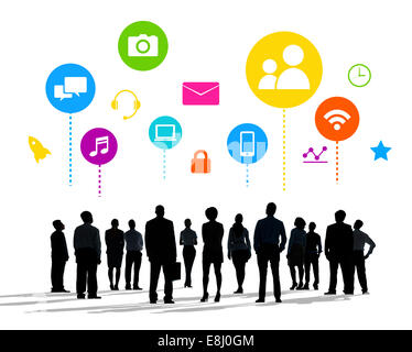 Rear view of a businessman, social media concept Stock Photo - Alamy