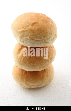 Soft white bread roll on white background Stock Photo - Alamy