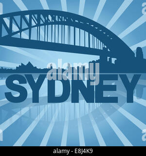 Sydney skyline reflected with sunburst illustration Stock Photo - Alamy
