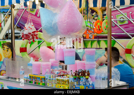 a candy floss stall at the funfair in southport,lancashire,uk Stock ...