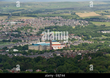 High angle townscape of Darwen, Lancashire. View east taken from Darwen ...