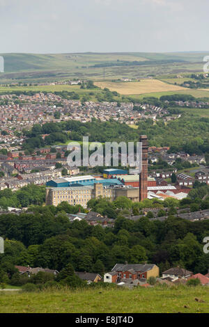 High angle townscape of Darwen, Lancashire. View east taken from Darwen ...