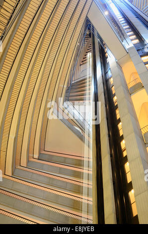 The interior 50 story open atrium of this building creates an ...