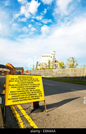 Advance warning sign for a road closure during the London Marathon 2016 ...