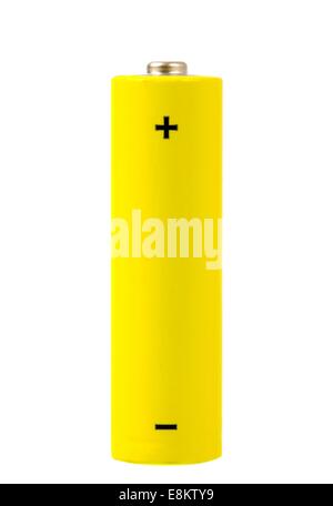 yellow small battery with positive and negative signs Stock Photo - Alamy